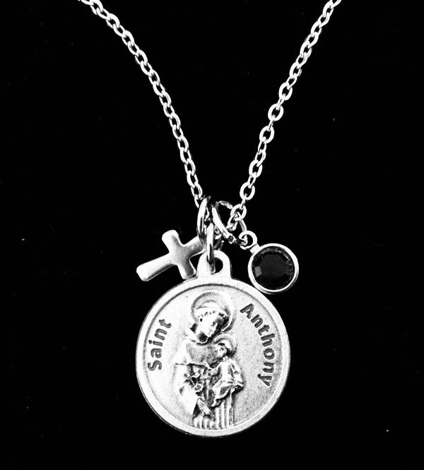 Saint Anthony Necklace Silver Medal Cross Catholic Confirmation Gift ...