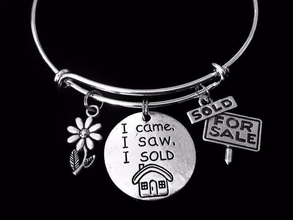 I Came, I Saw, I Sold Realtor Jewelry Adjustable Bracelet Silver Expan ...