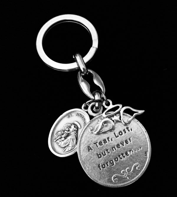 Memorial Key Chain Saint Francis Saint Anthony FOB Keychain Medal Silv ...
